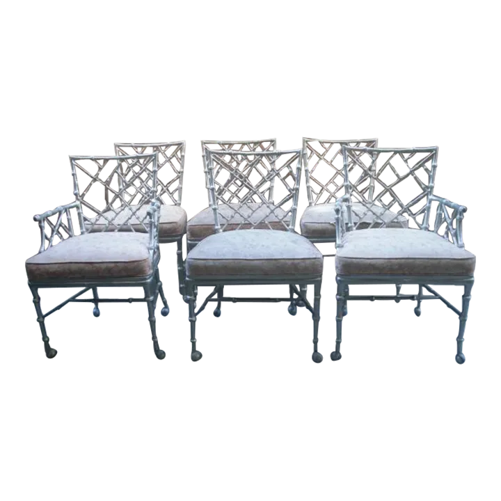 Mid 20th Century Phyllis Morris Faux Bamboo Cast Aluminum Dining Chairs ...