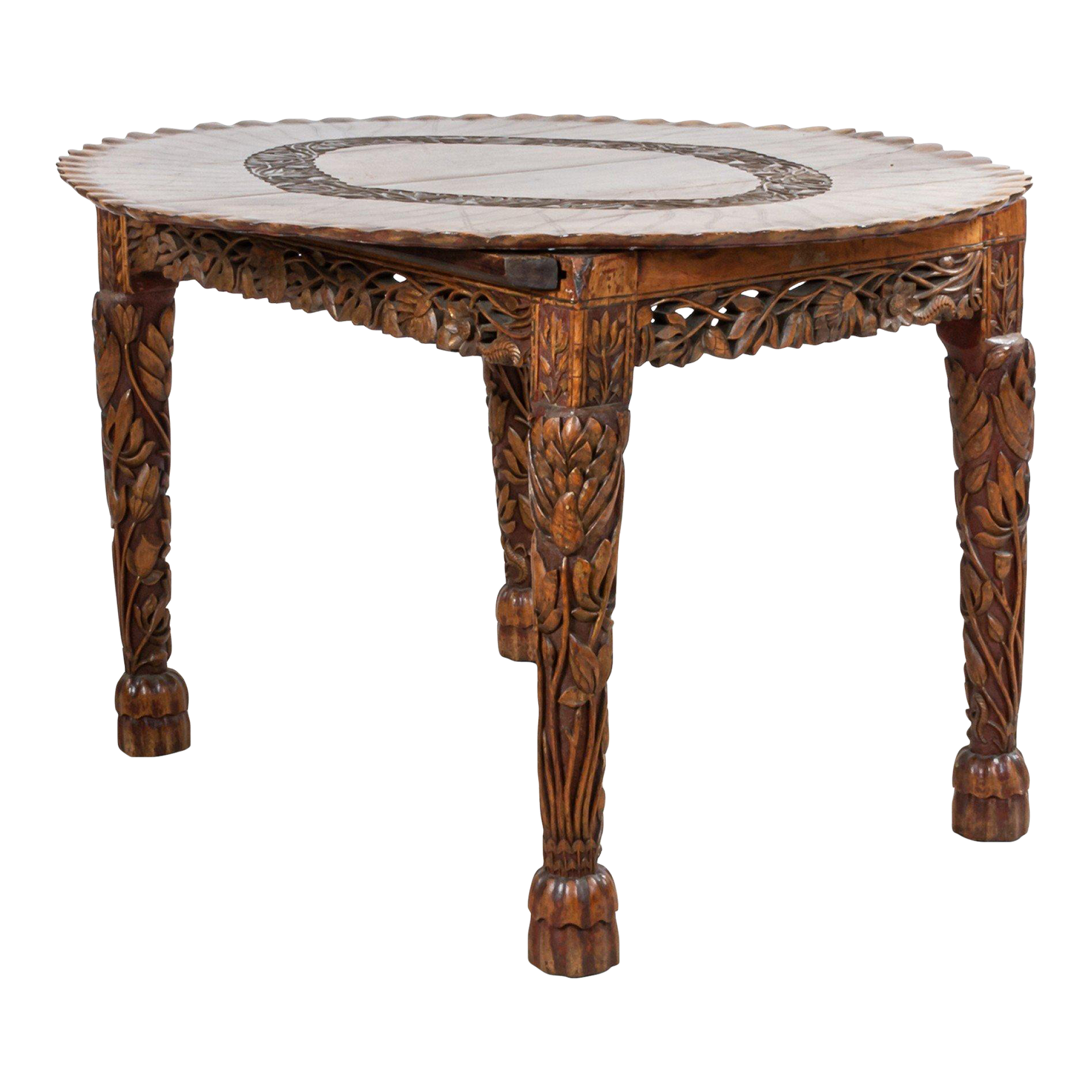 Asian Burmese Style Walnut Dining Table | Chairish