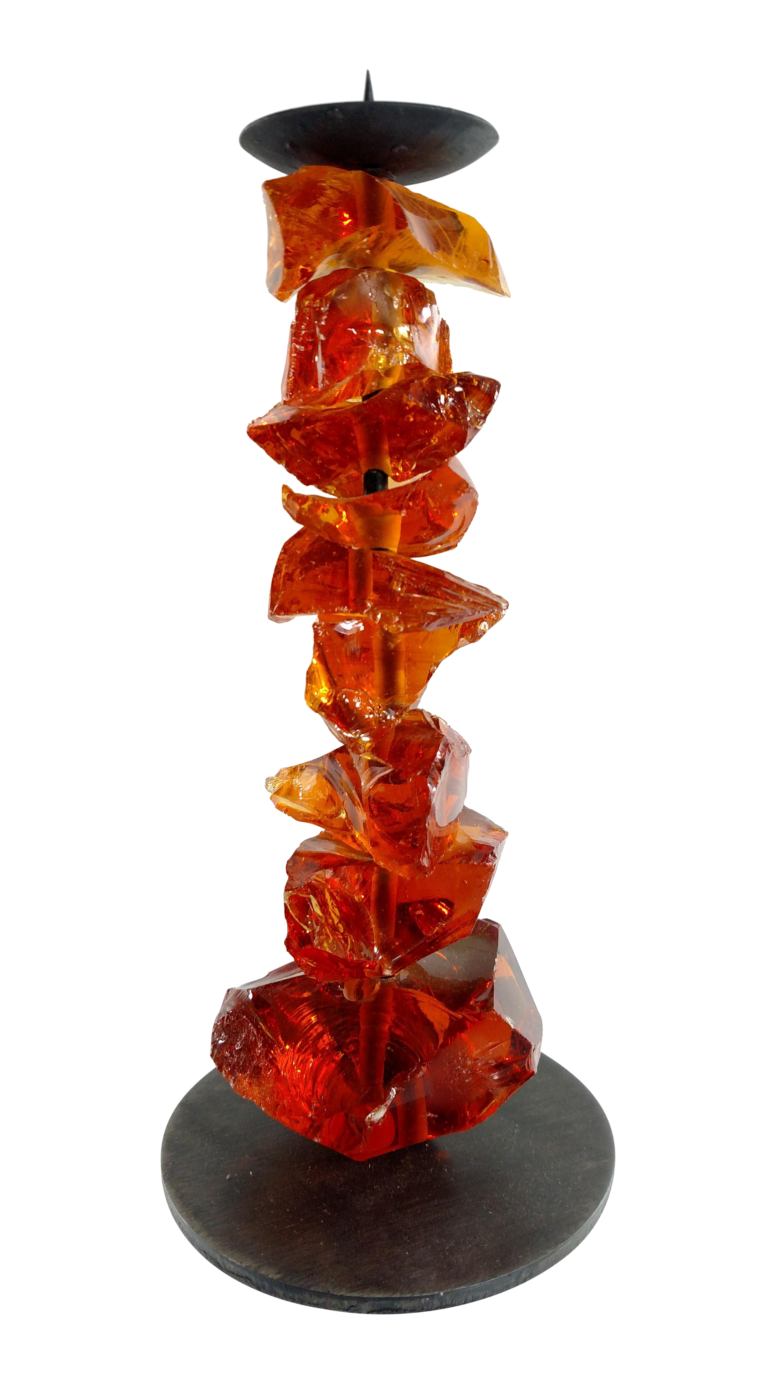 Murano Amber Glass Candlestick | Chairish