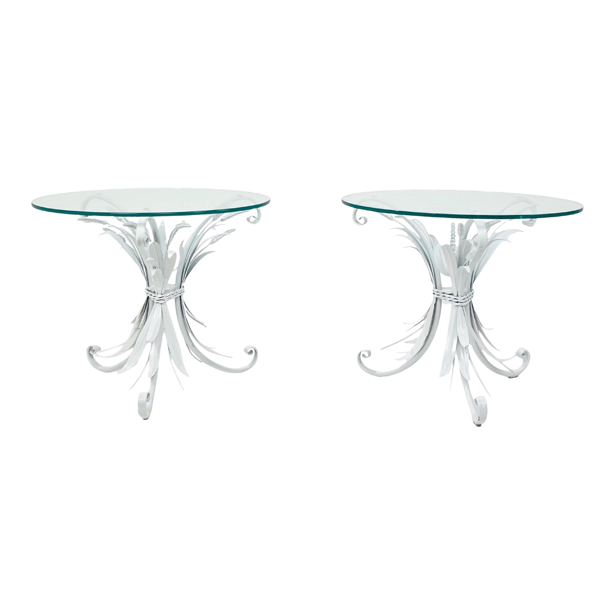 Coco Chanel Style Sheaf of Wheat Side Tables - A Pair | Chairish