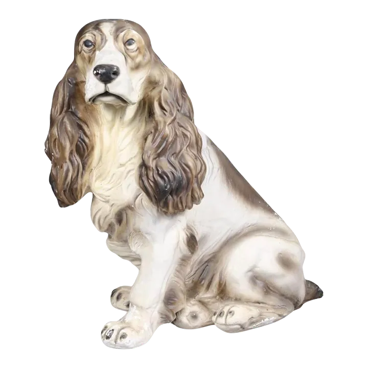 Vintage Life Size Chalkware Spaniel Dog Figure Statue, Unmarked | Chairish