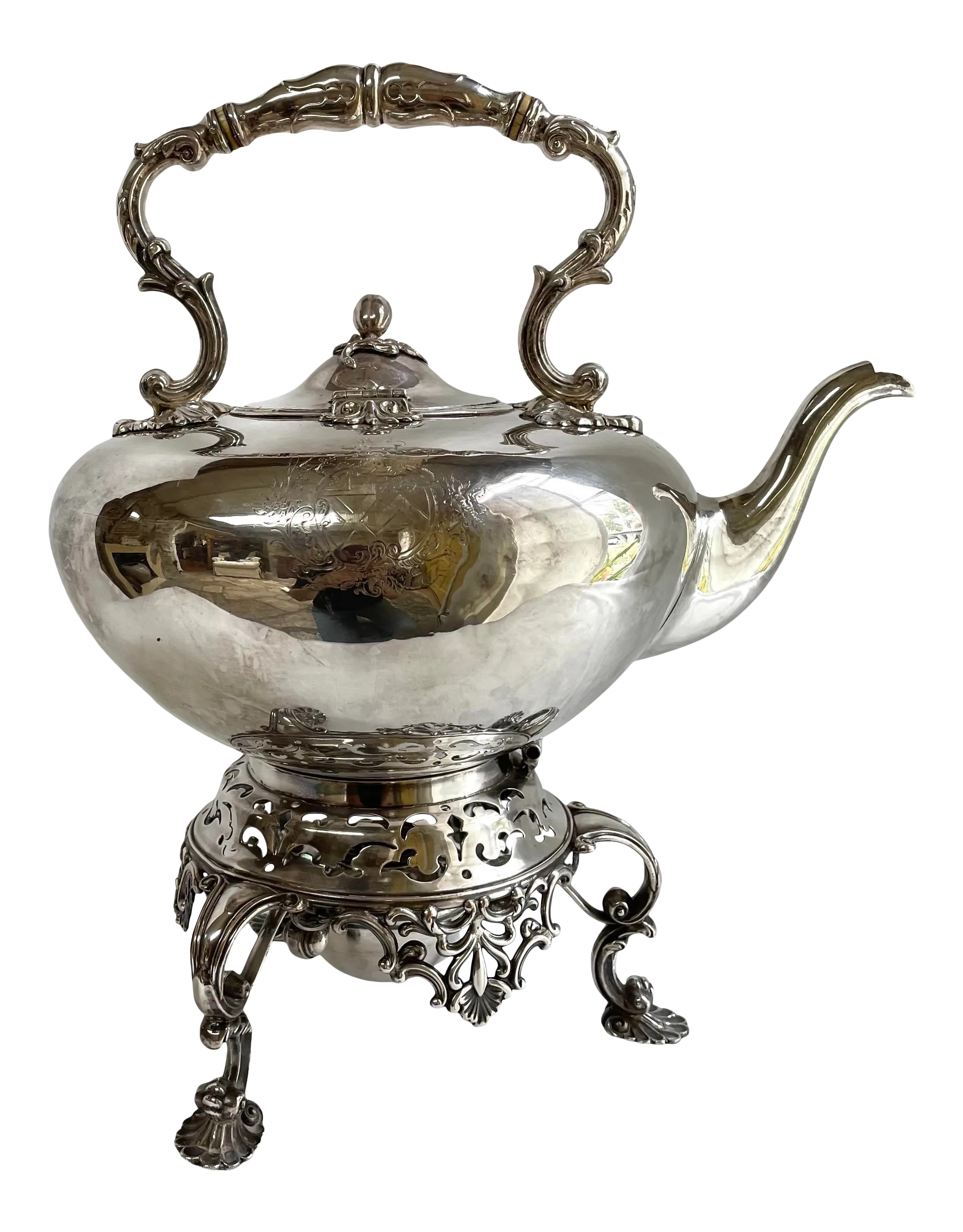 19th Century Scottish Tilting Teapot With Stand & Burner- 2 Pieces ...