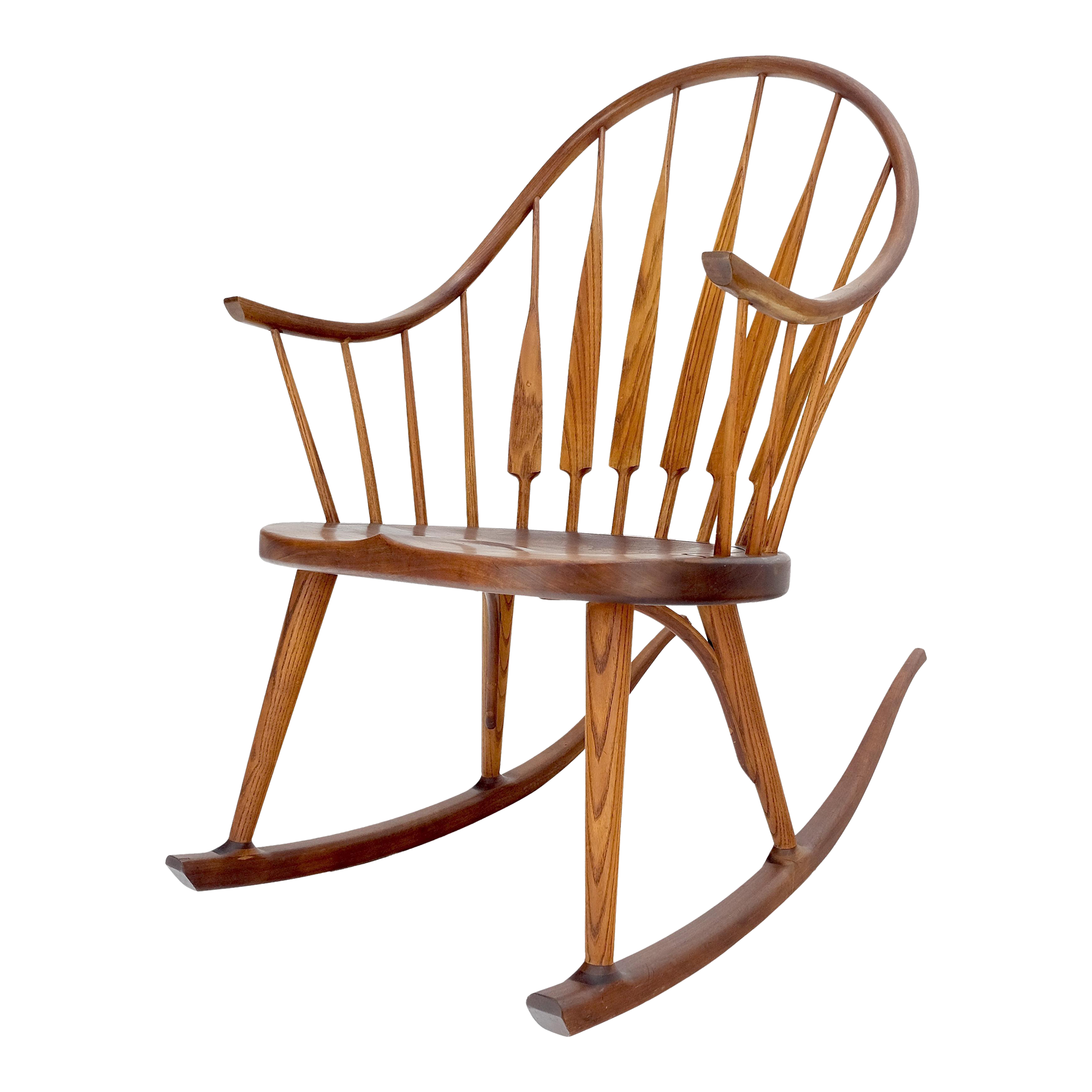 Very Fine Artist Signed Studio Made Solid Chestnut Rocking Chair Peg ...