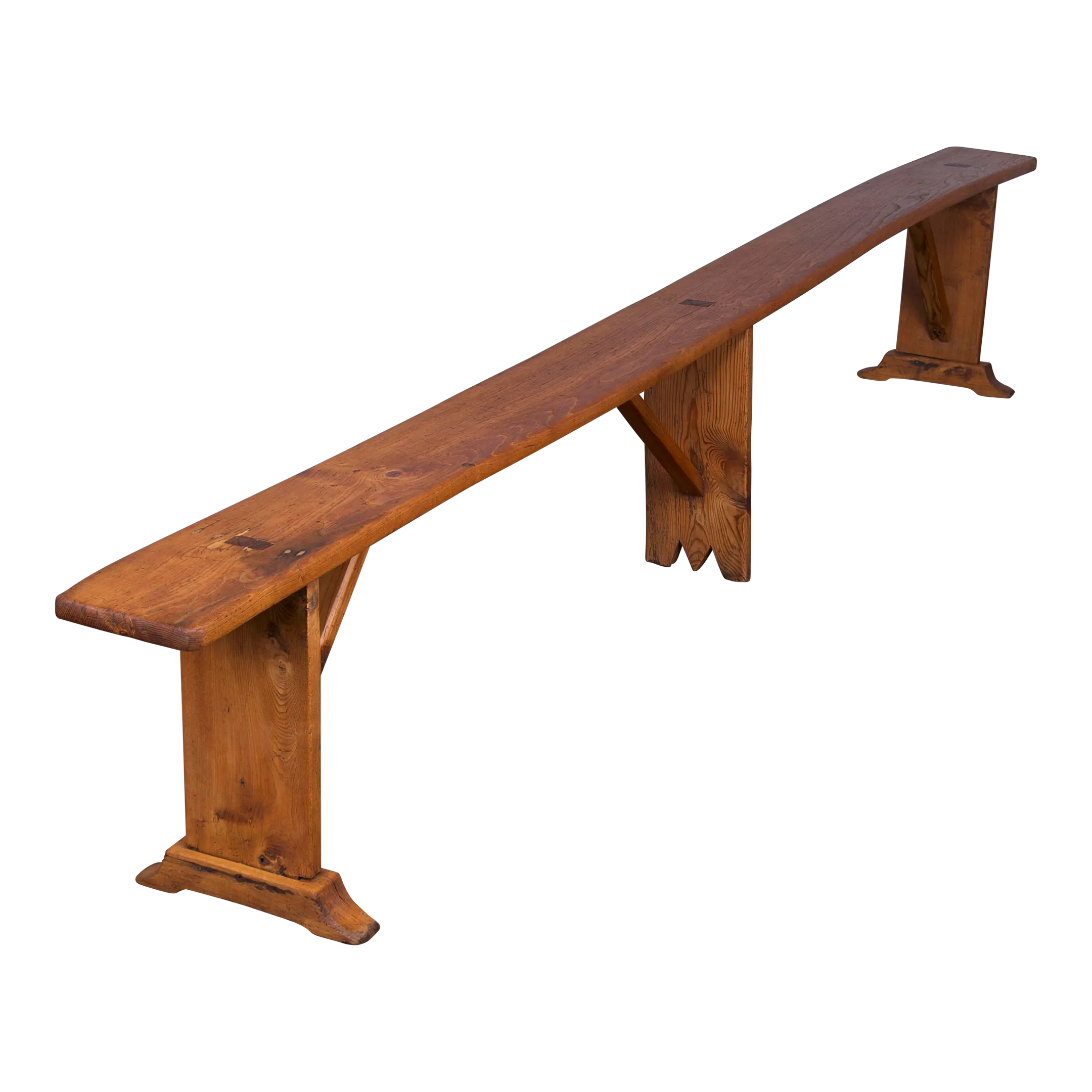 19th Century Country French Farmhouse Mixed Wood Harvest Bench | Chairish