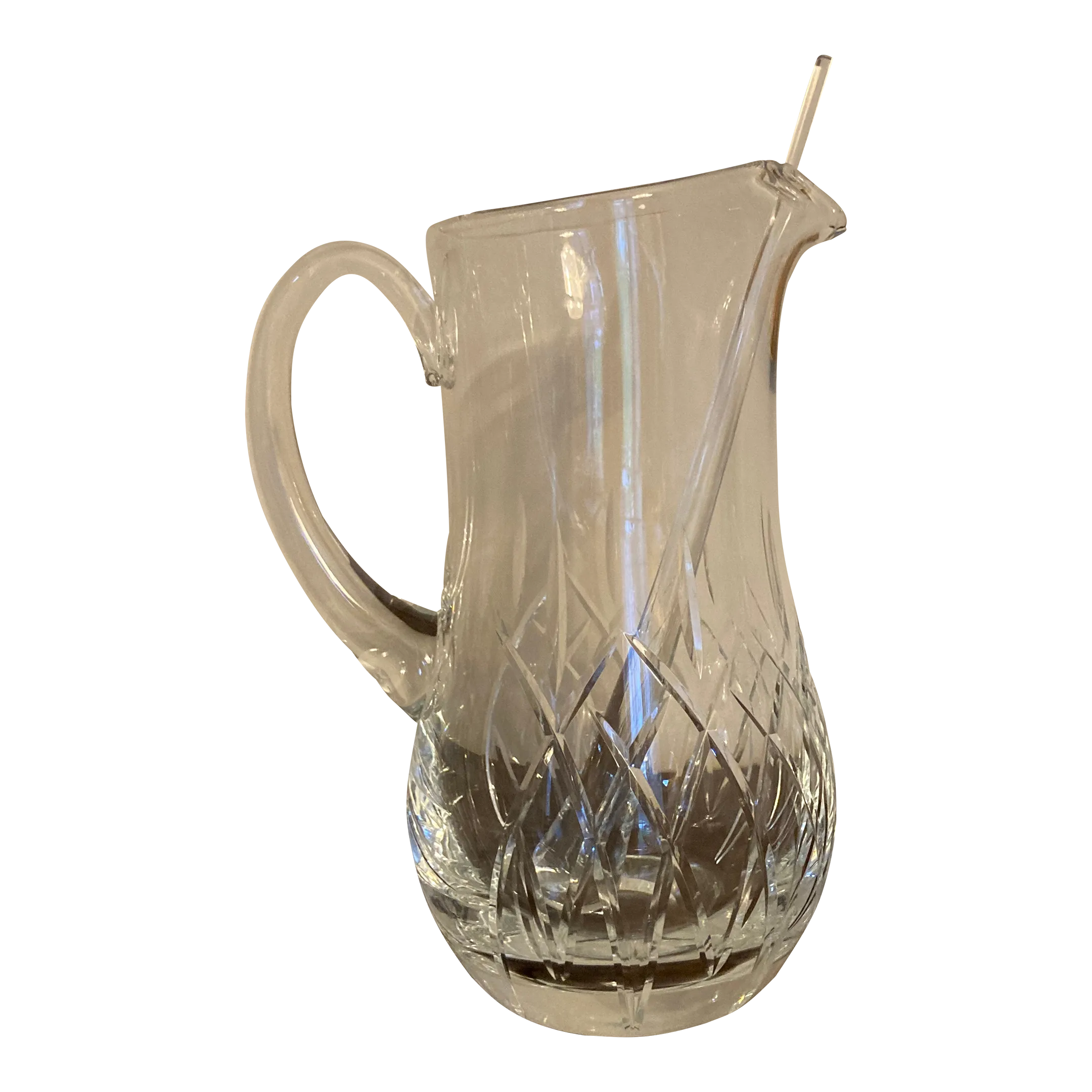 Vintage Block Crystal Pitcher and Stirrer | Chairish