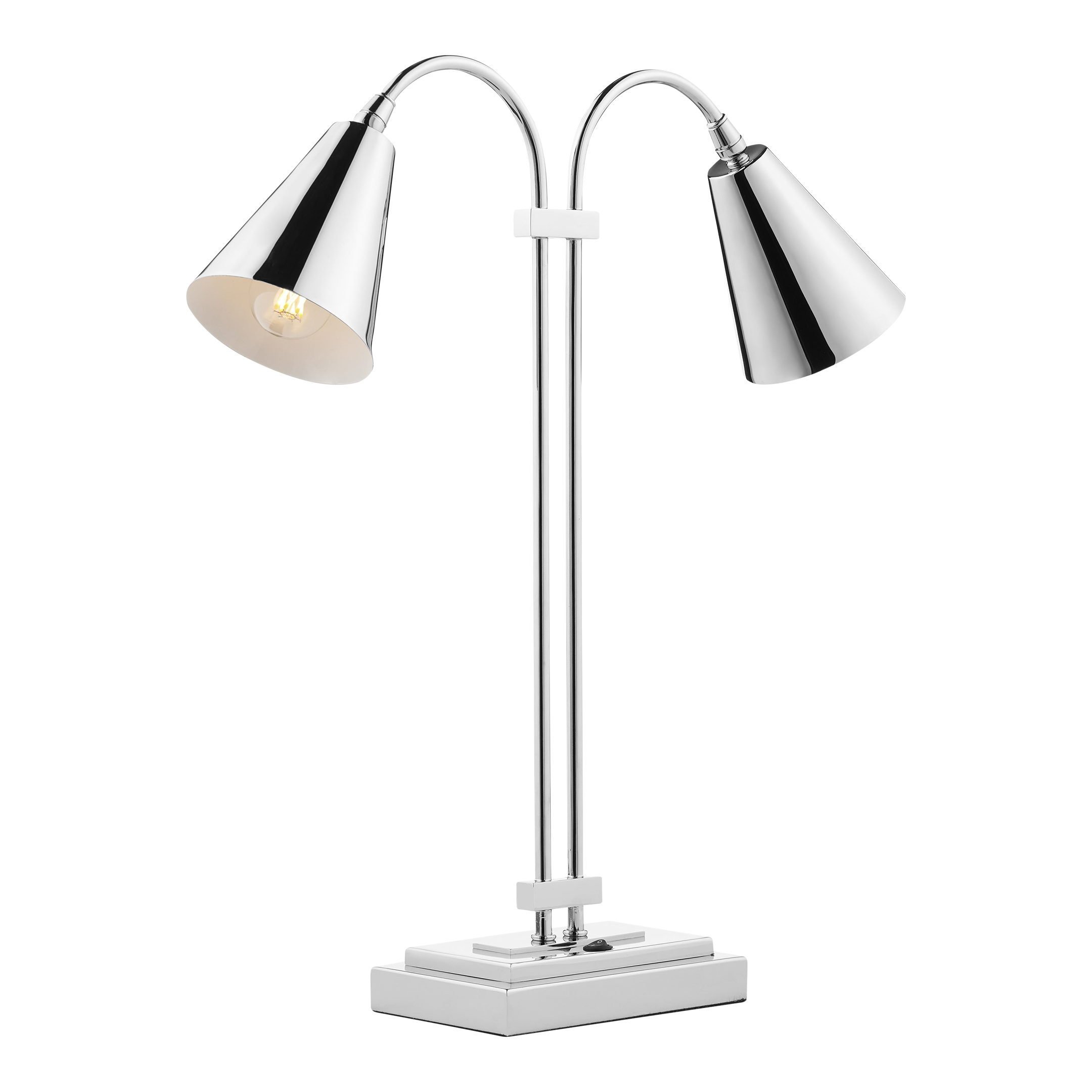 Currey & Company Symmetry Nickel Double Desk Lamp | Chairish