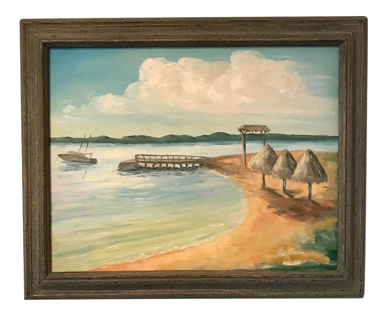 1980s "Vacation" Framed Beachscape Painting | Chairish