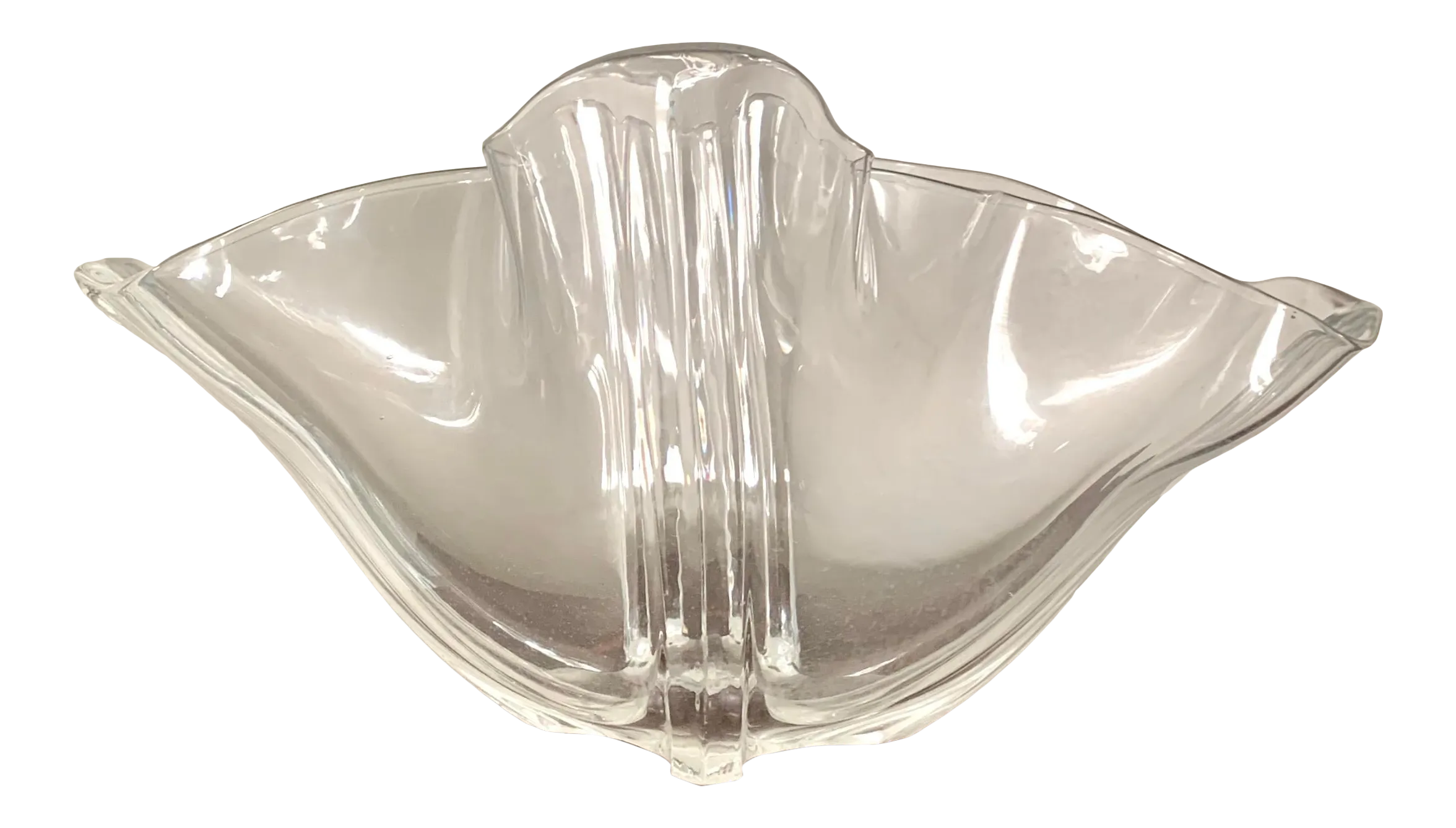 1920's Steuben Grotesque Antique Clear Glass Ripple Bowl Marked | Chairish