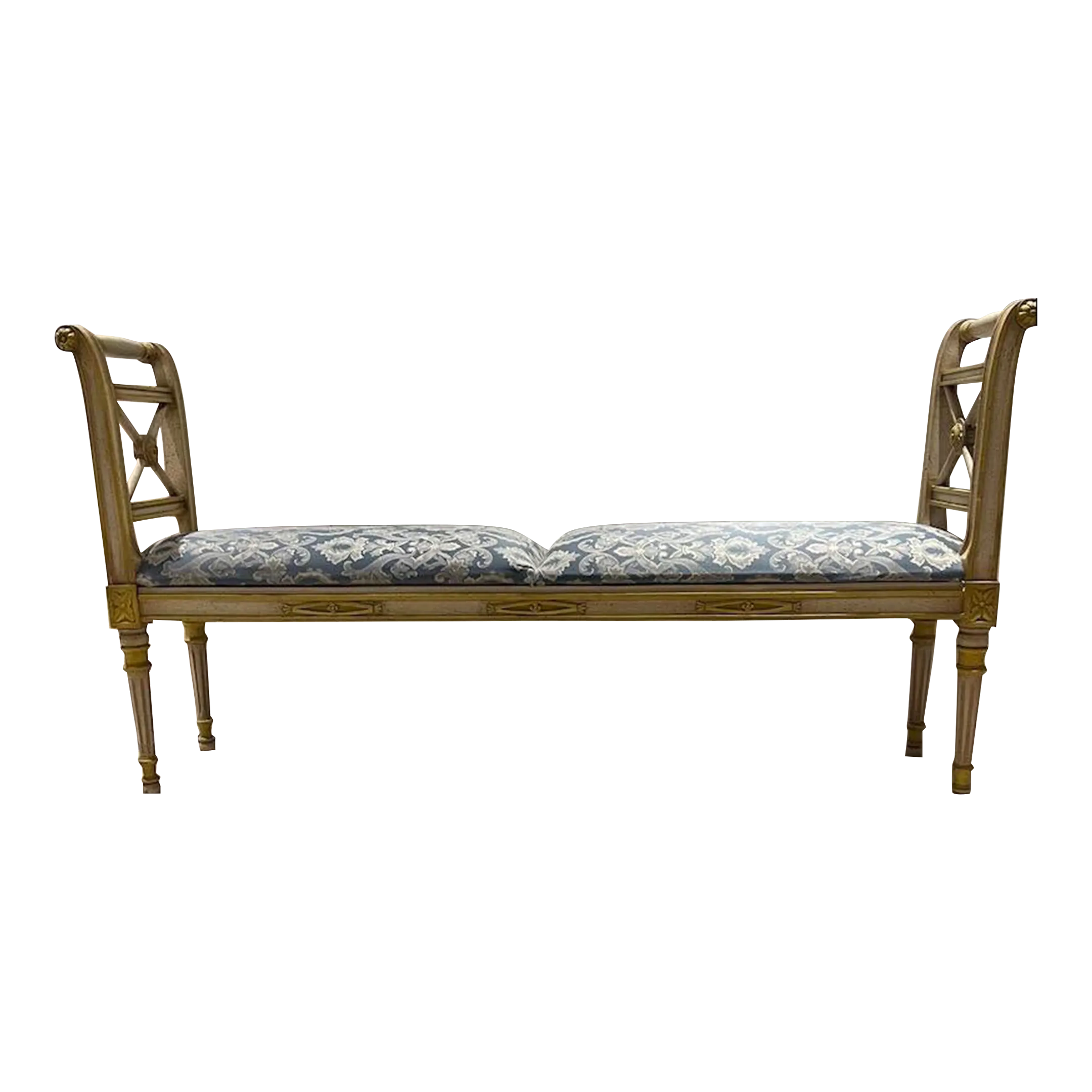 Vintage Italian Hand Painted Narrow Bench | Chairish