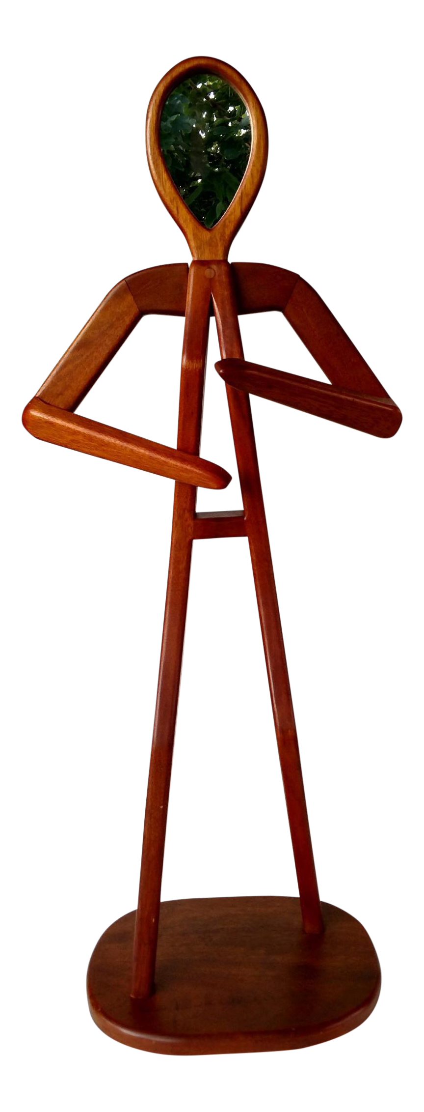 Hand-Made Mahogany Female Figure With Mirror Face, Life Size | Chairish