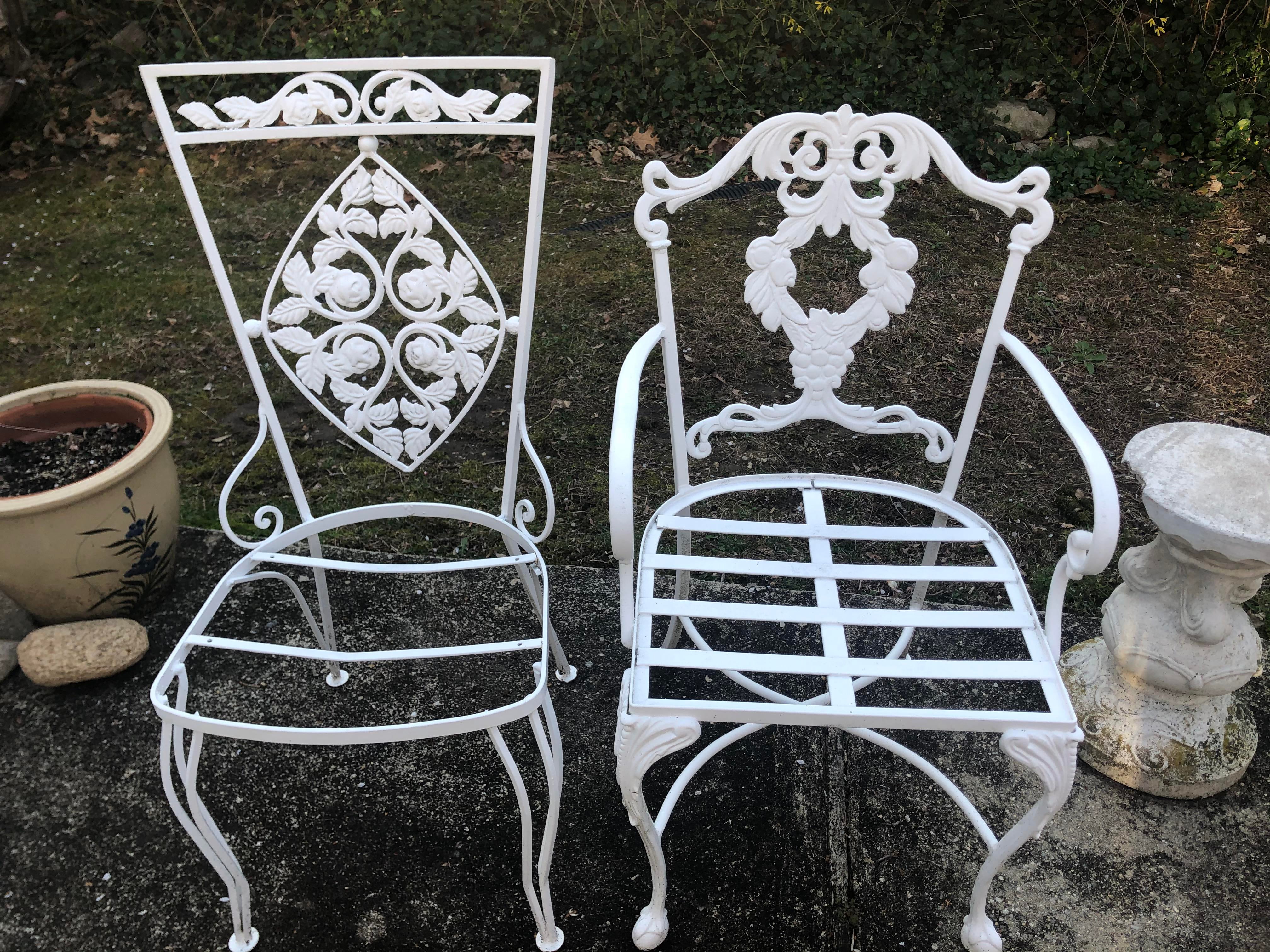 White wrought iron patio chairs store
