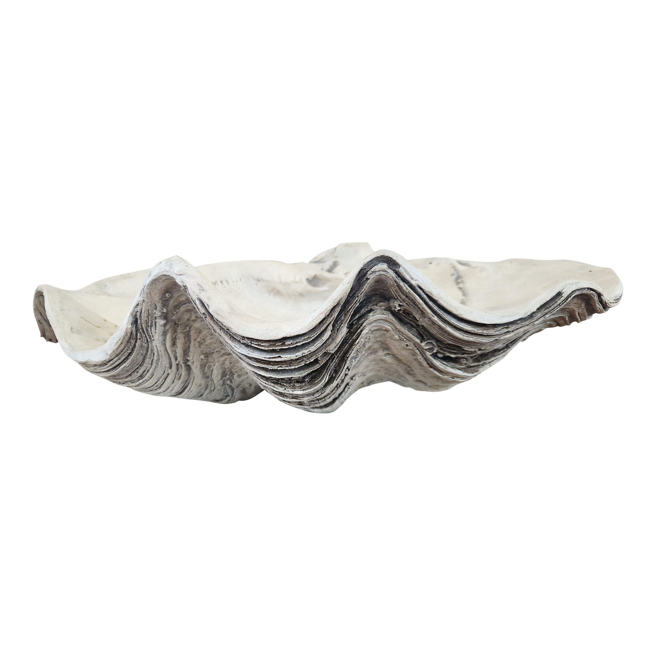 Large Vintage Coastal Gypsum Sculptural Clam Sea Shell Decorative Bowl ...
