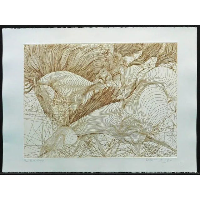Guillaume Azoulay "Deux Chevaux" Ed.100 Original Art Etching | Chairish