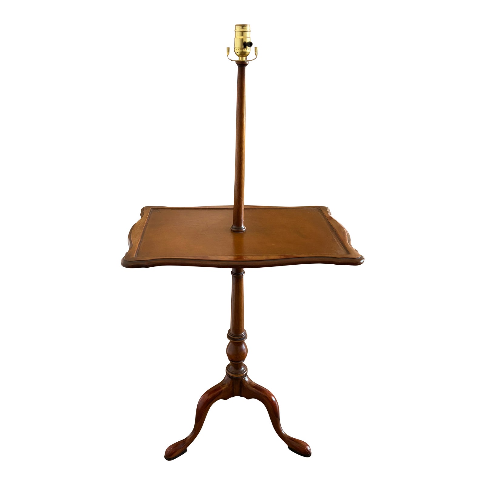 Vintage Floor Table Lamp With Queen Anne Tripod Legs | Chairish