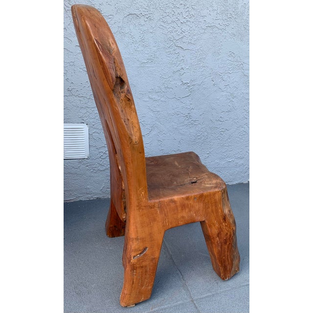 Contemporary Organic Burl Wood Chair | Chairish