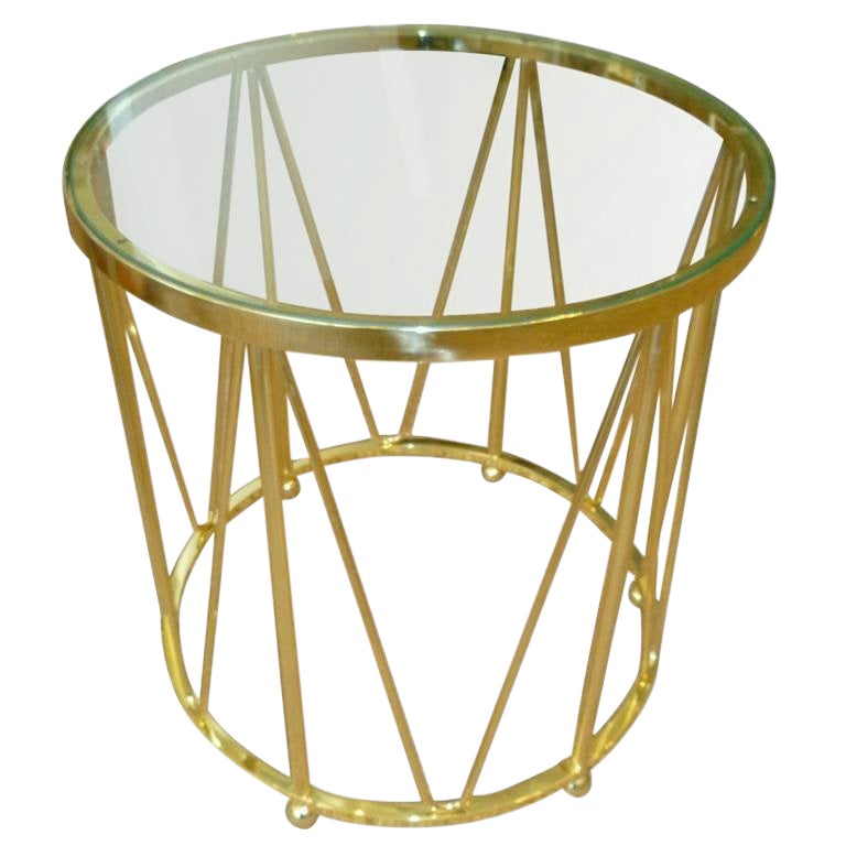 1970s Mid-Century Modern Solid Polished Brass End Table | Chairish