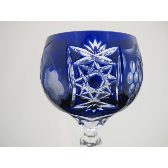 Beyer Sapphire Blue Cut Crystal Grape Design Bohemian 8.25" Hock Wine ...