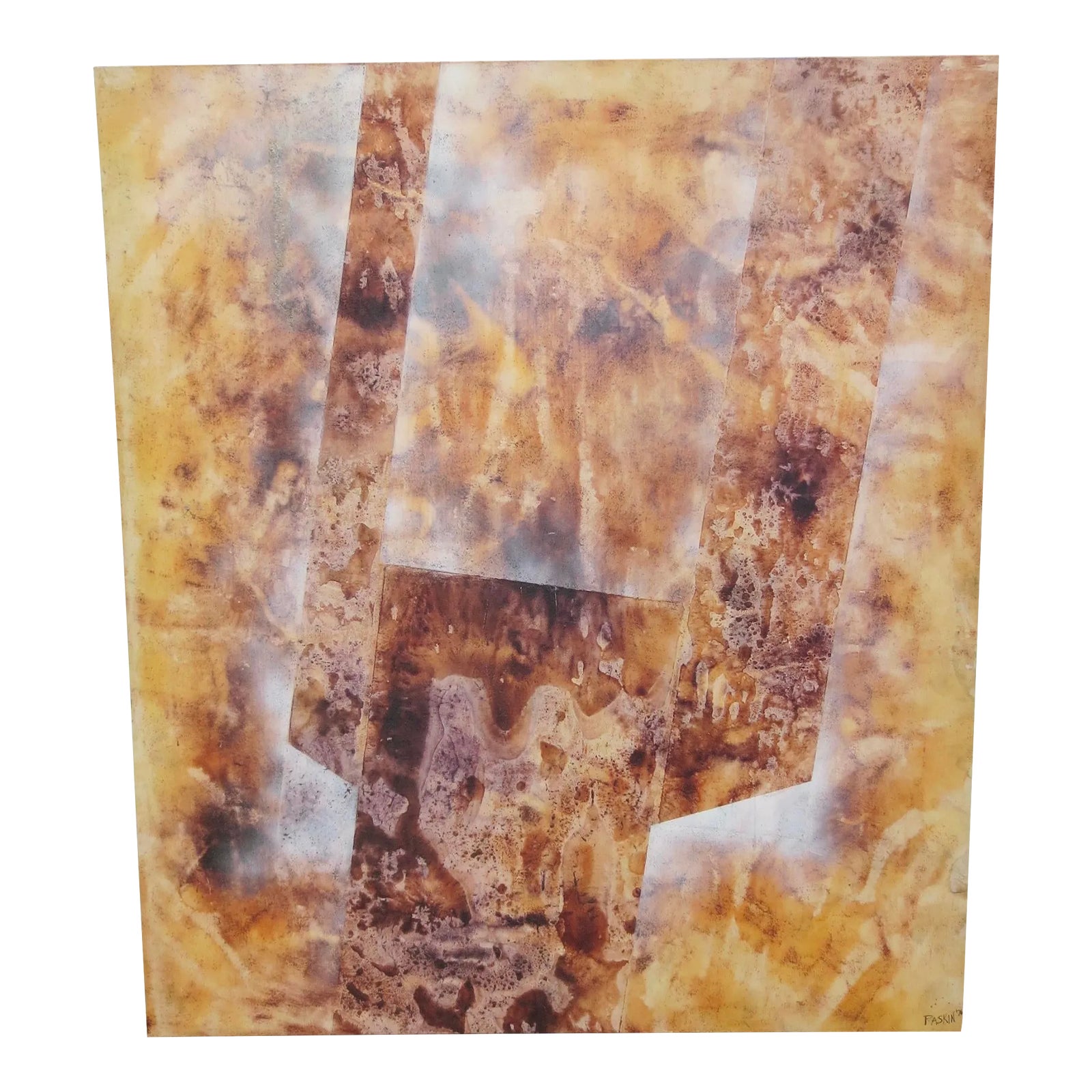 1976 Abstract Expressionist Mixed-Media Painting Signed Paskin | Chairish