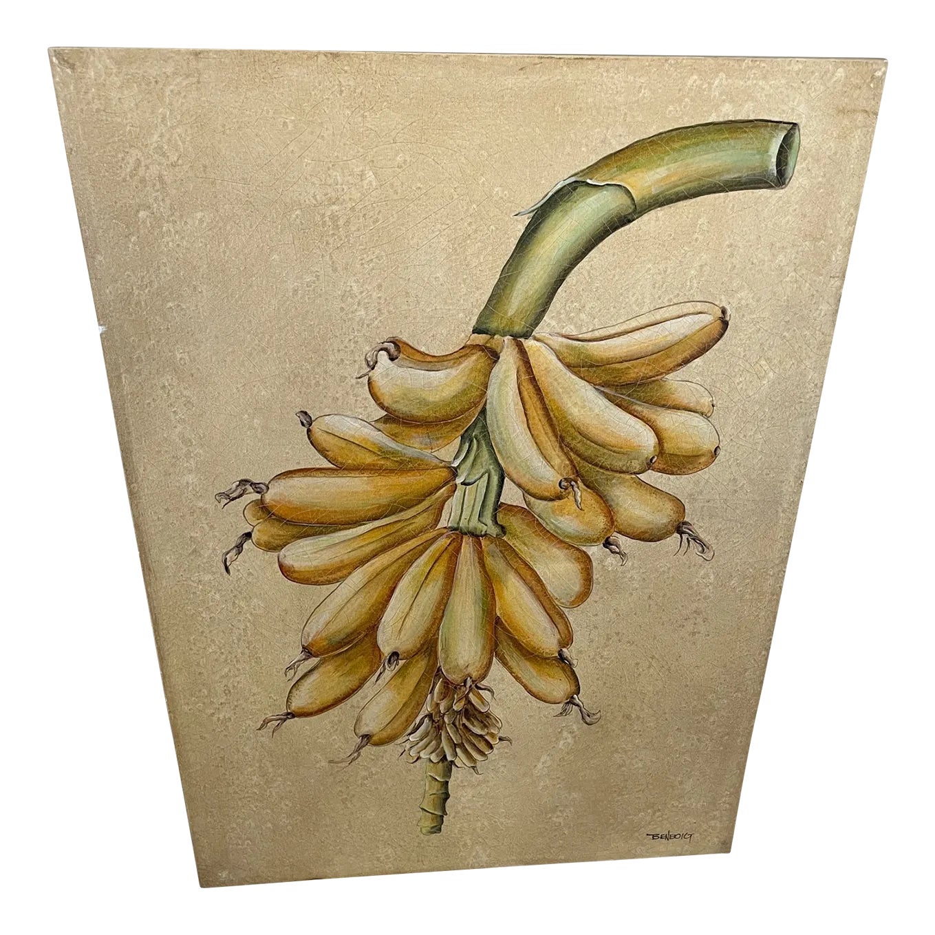 Original Banana Branch Oil Painting by Benedict | Chairish