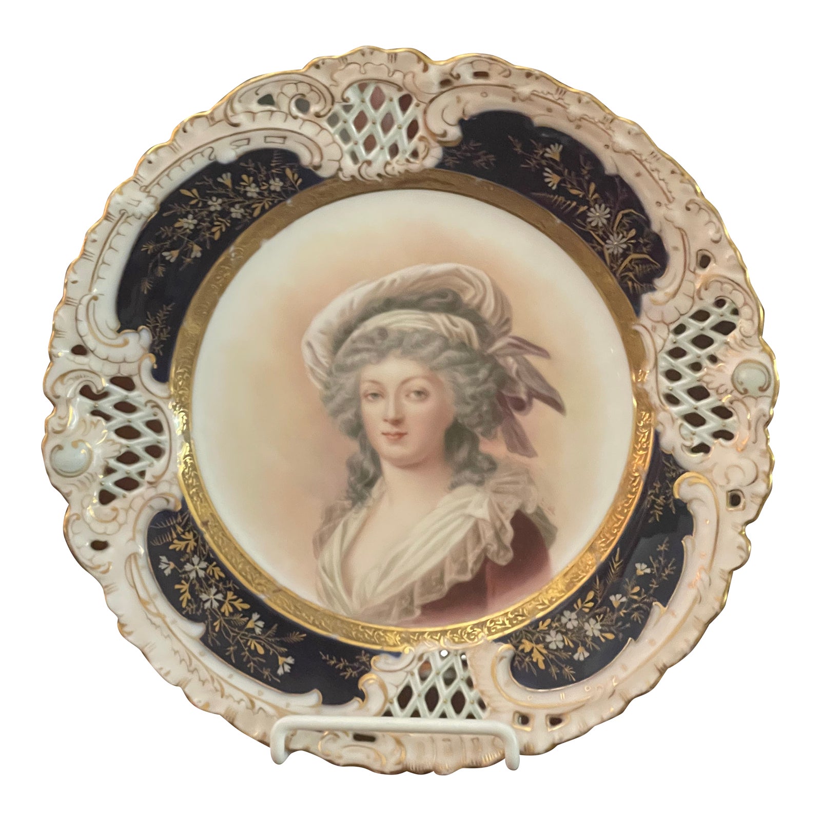 Antique Bavarian Portrait Porcelain Plate Princess Therese of Bavaria | Chairish