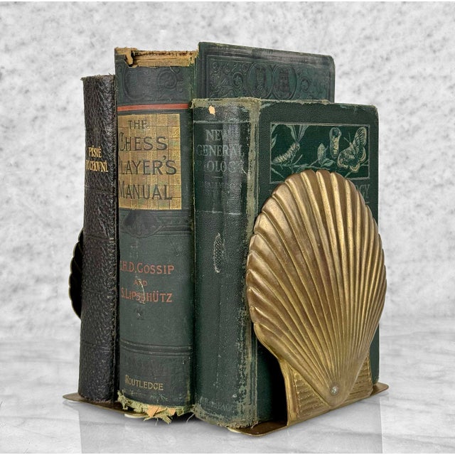Vintage Hollywood Regency Brass Scallop Shell Library Bookends - a Pair ...