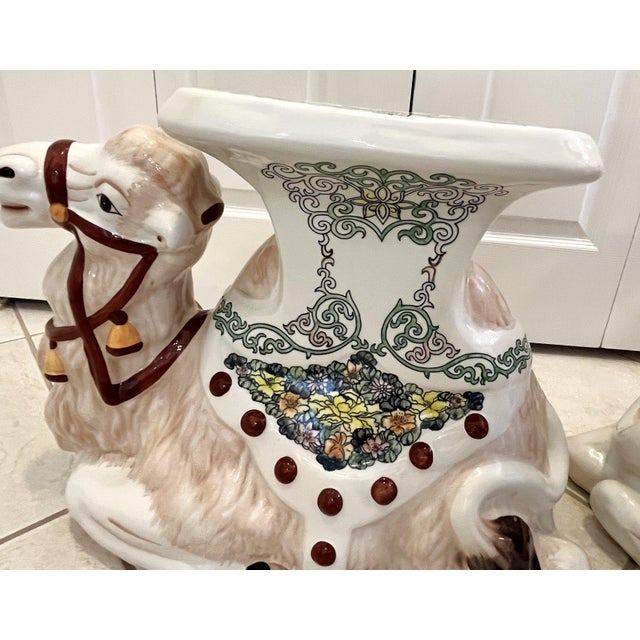 Vintage 1970's Hand Painted Ceramic Camel Garden Stools- a Pair | Chairish