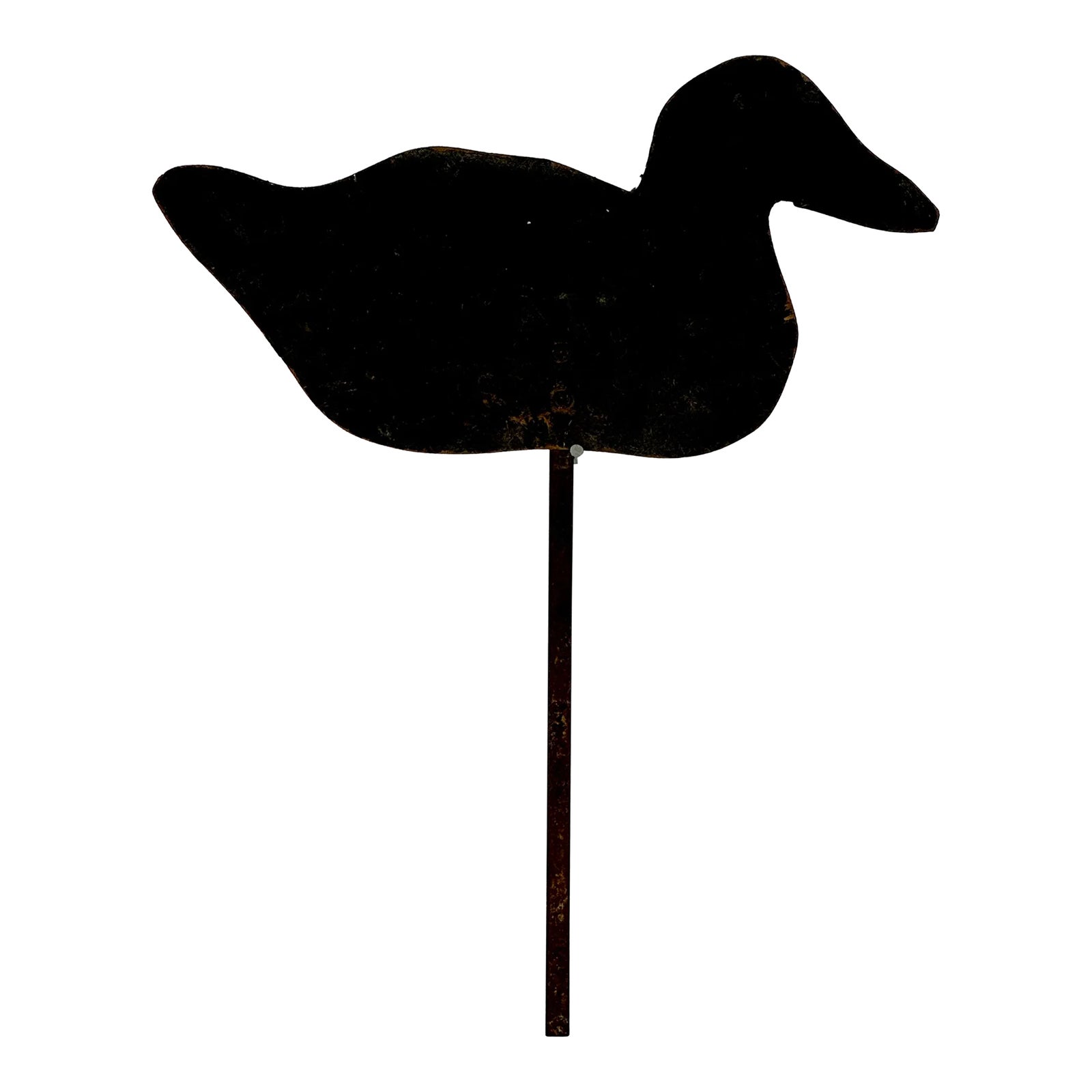 Vintage Hand Made Duck Cardboard Cutout Decoy Sign on Metal Bar | Chairish