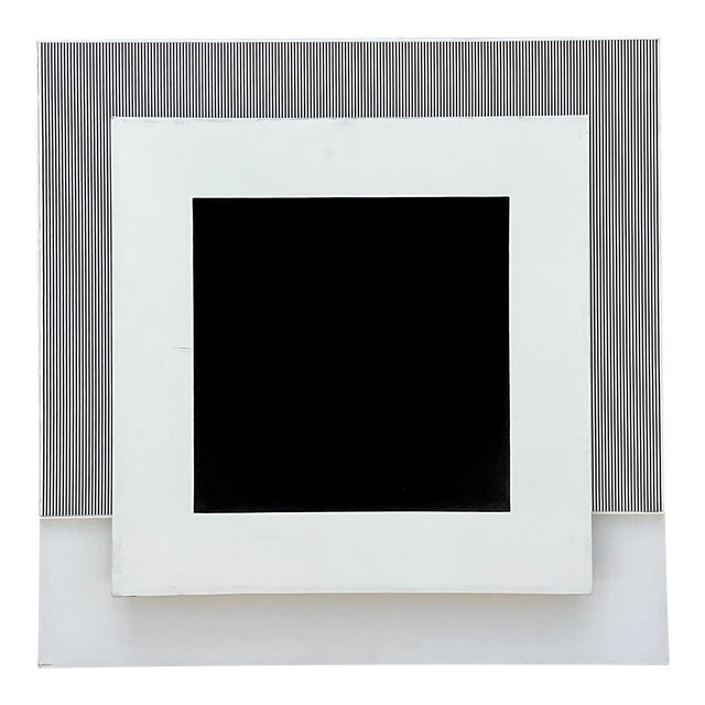 Vintage Contemporary Geometric Abstract Stacked Canvas Painting | Chairish