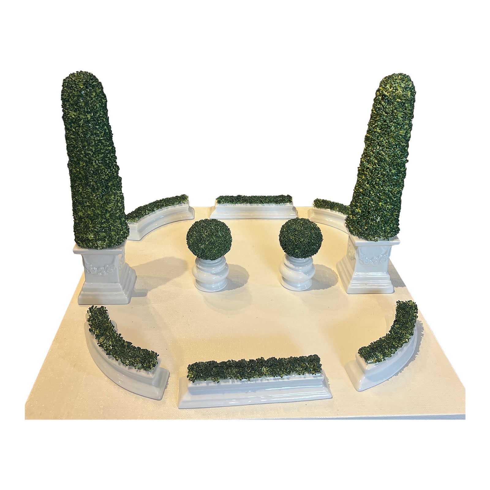 Italian Porcelain Tabletop French Style Garden Topiary Parterre | Chairish