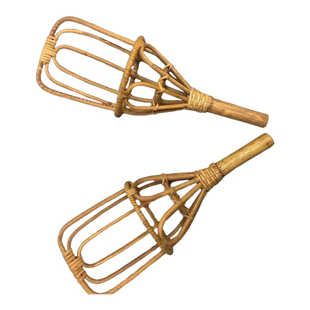 Vintage Bamboo and Rattan Ball Catchers or Wall Hangers | Chairish