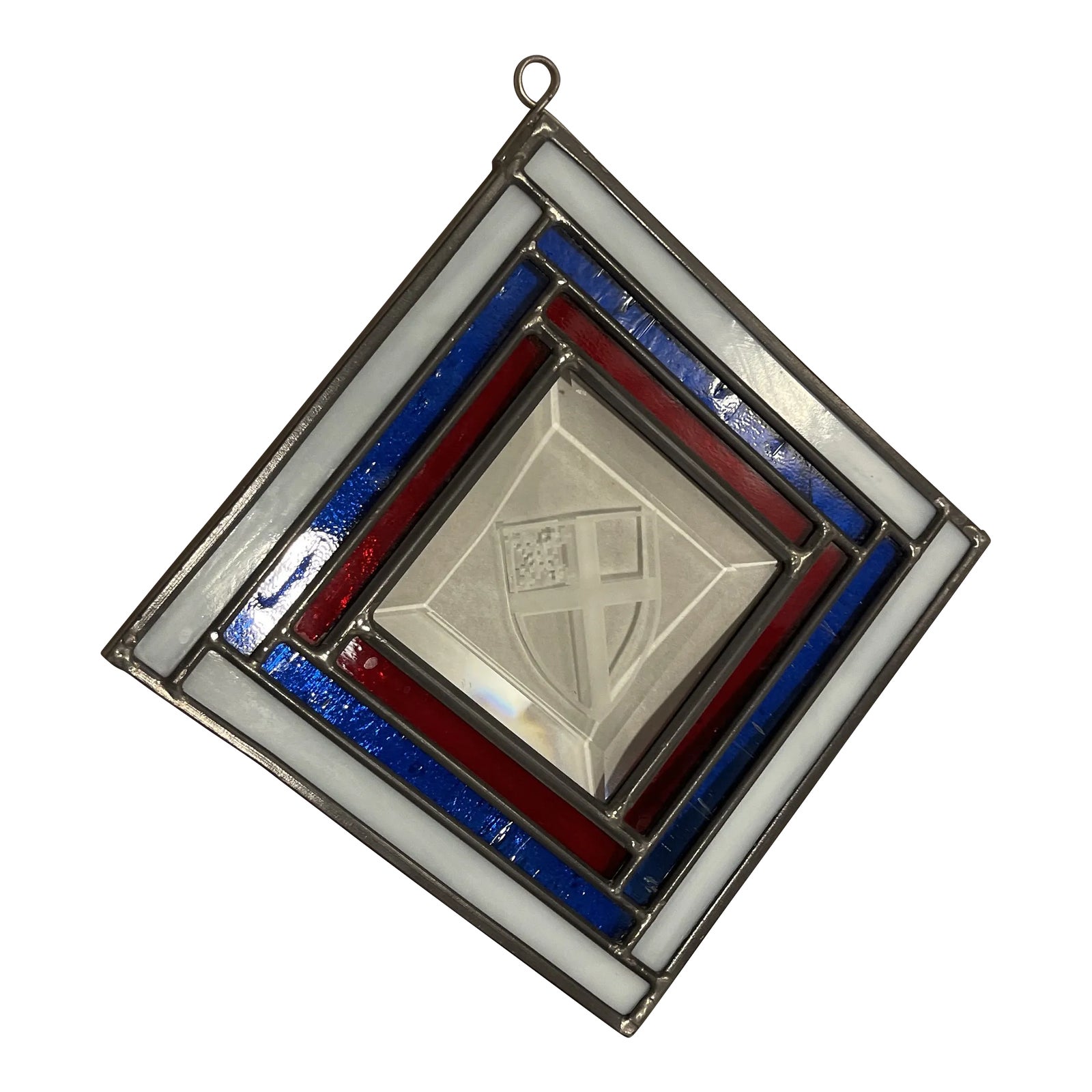 Vintage Episcopal Shield Stained Glass Suncatcher | Chairish