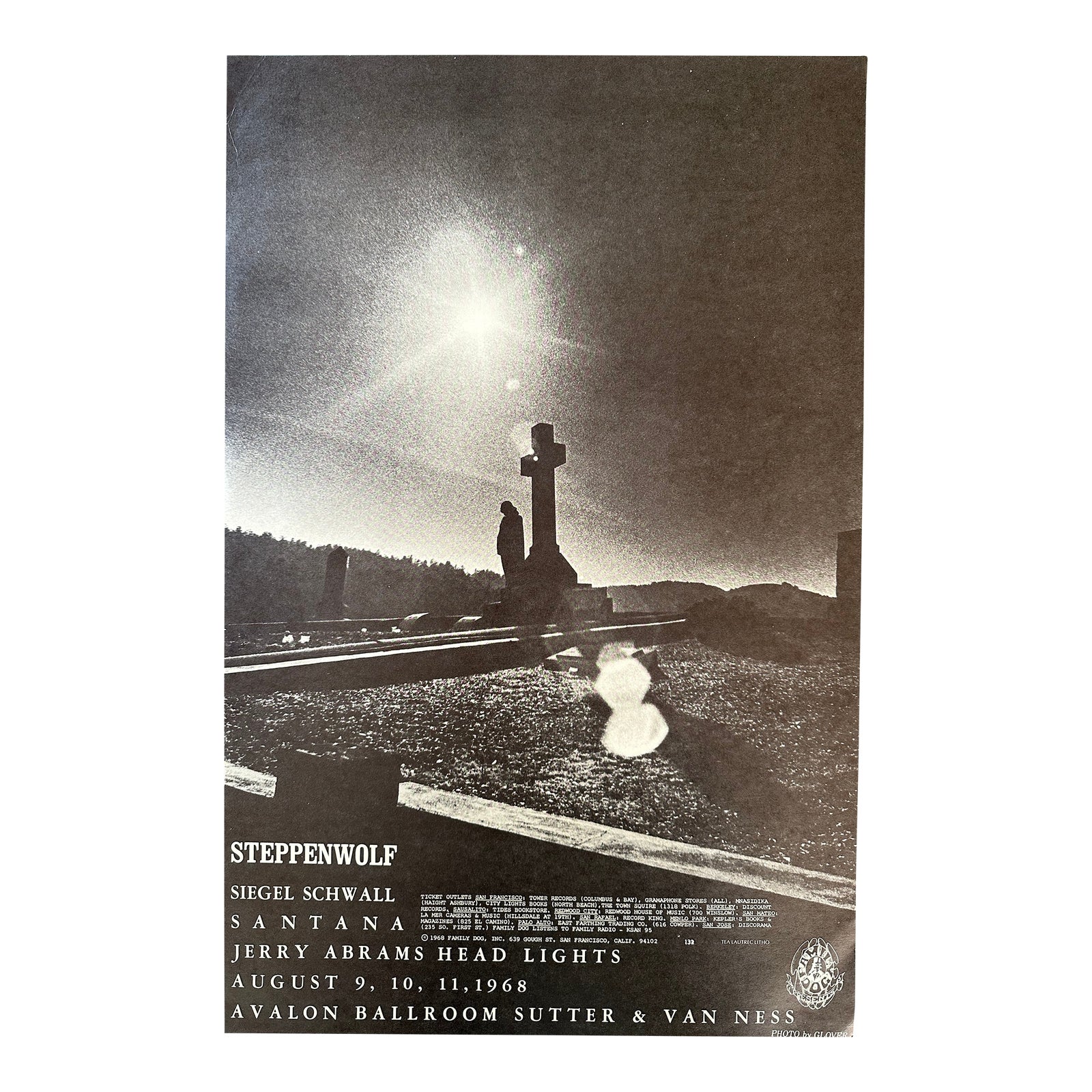 Original 1968 Steppenwolf/Santana Avalon Ballroom Concert Poster | Chairish