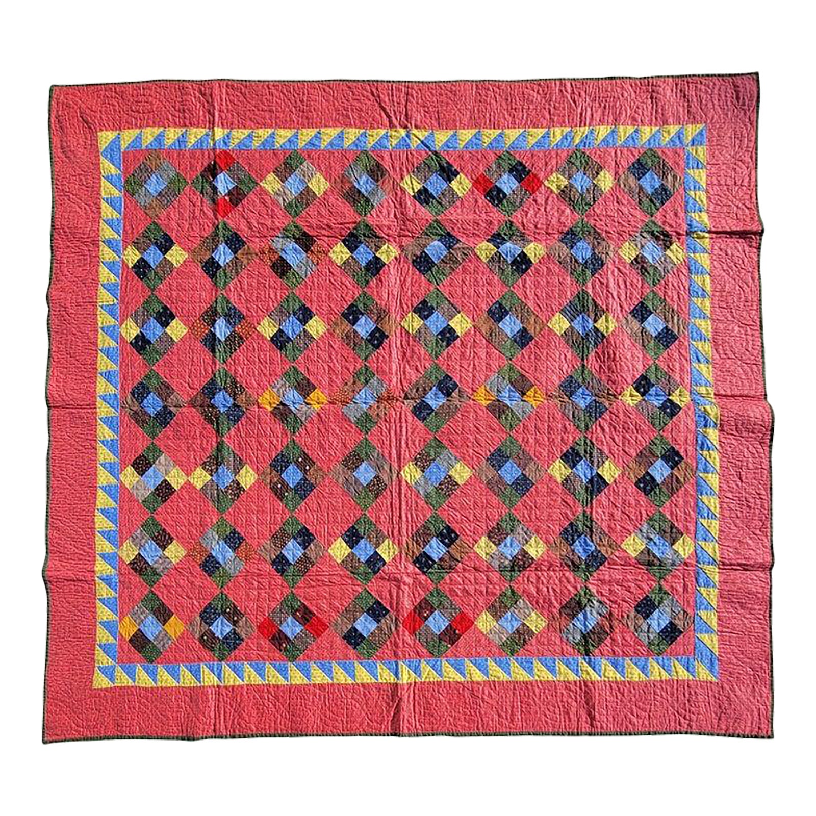 19th C Nine Patch Pennsylvania Quilt | Chairish