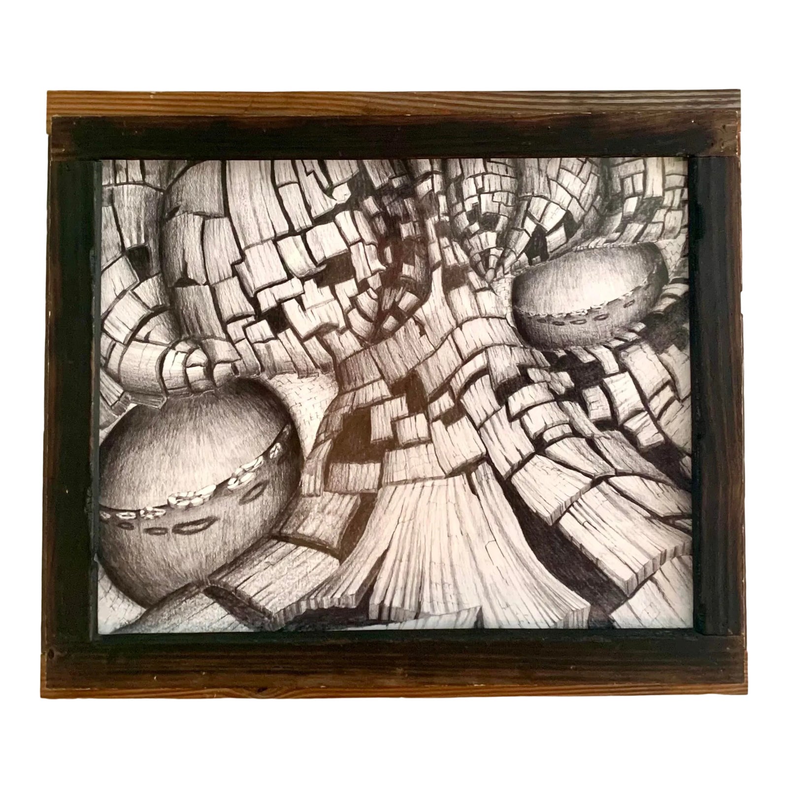 1970s Op Art Abstract Pencil Drawing of Opus 40 in Saugerties New York ...