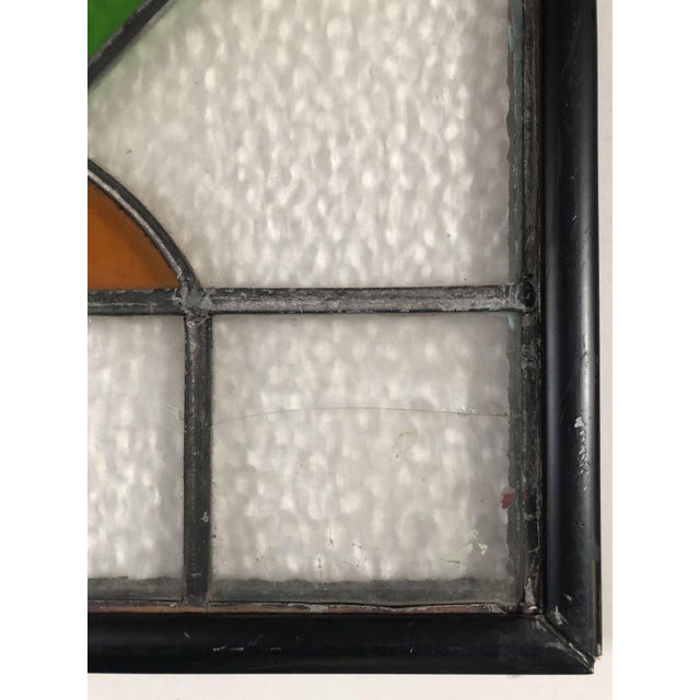 1920s Geometric Art Deco Stained Glass Wall Art Window With Wood Frame ...