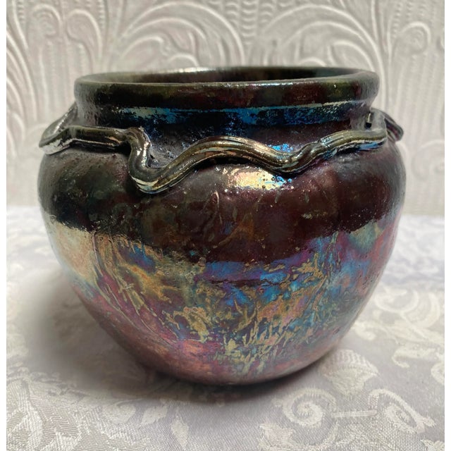 Vintage Raku Pottery Vase, Signed Aet | Chairish