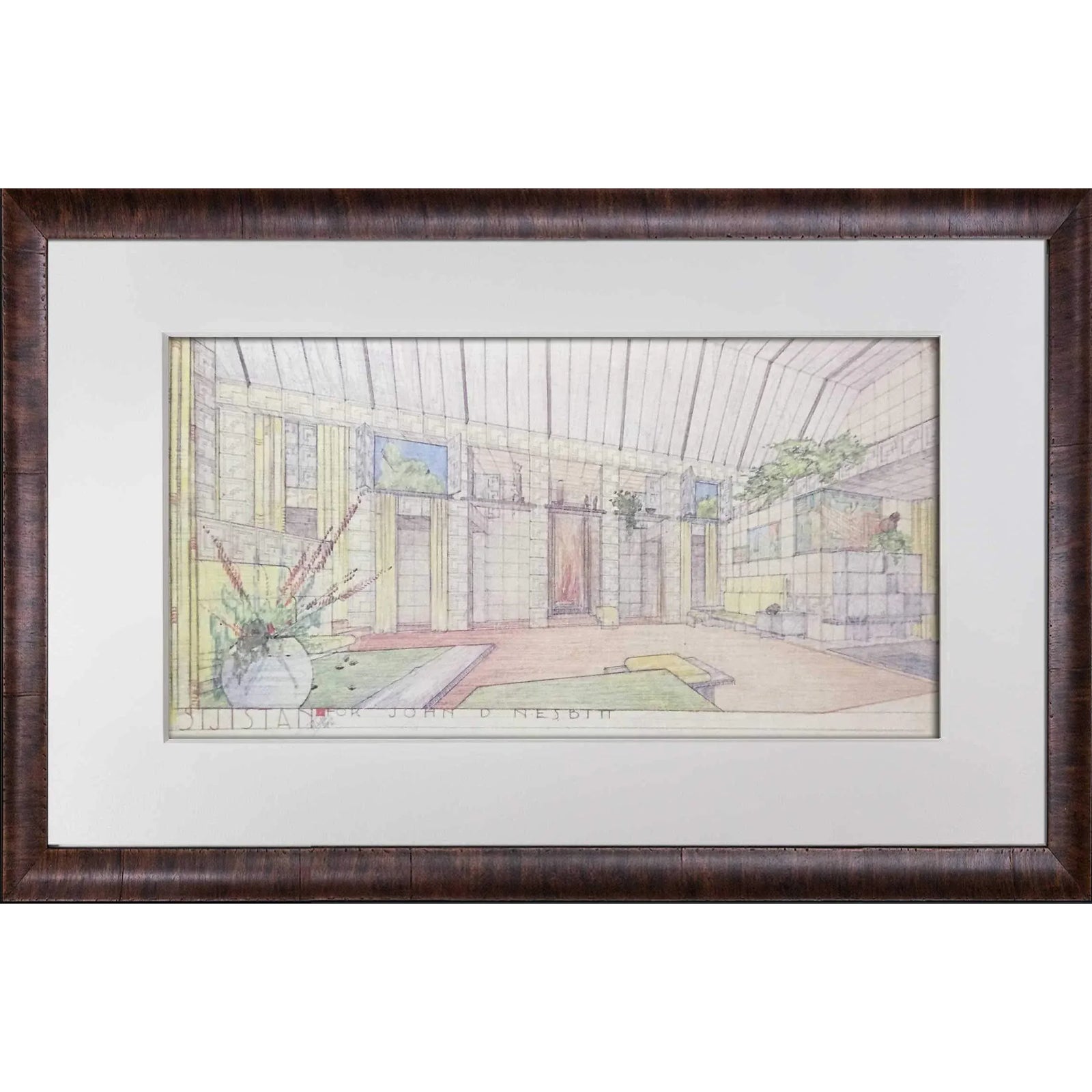 Frank Lloyd Wright Lithograph Sign "Sijistan" Remodel for Charles Ennis ...