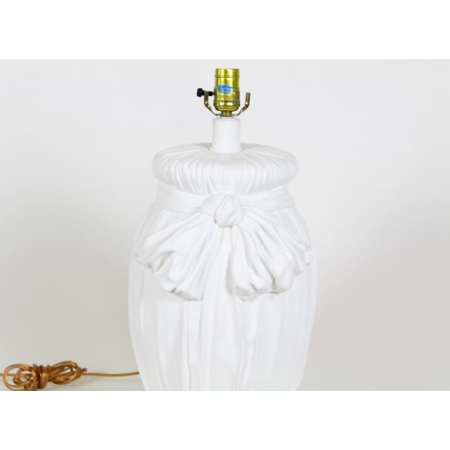 Mid-Century Plaster Table Lamp With Ribbon Motif, Draped Lamp, After ...