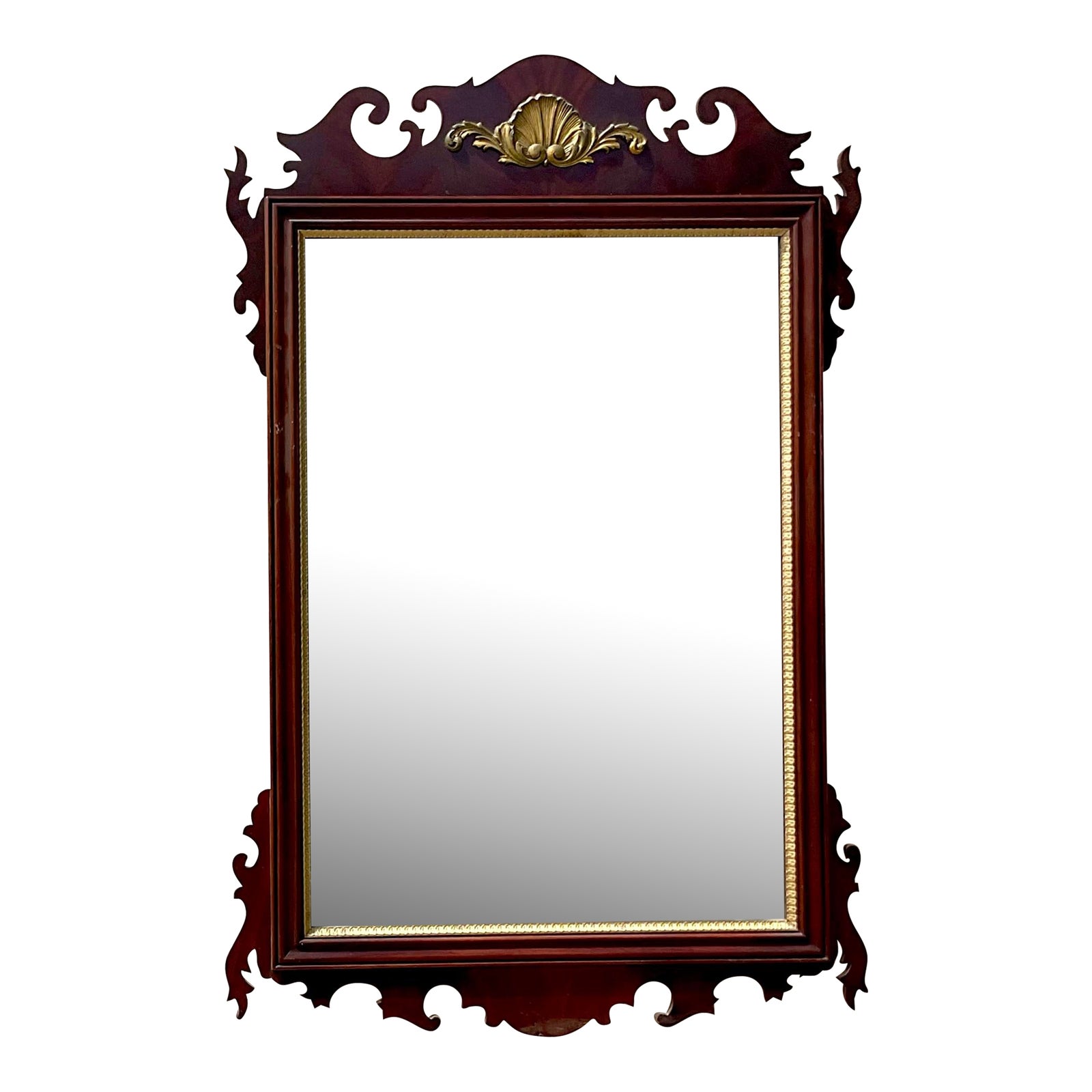 Vintage Regency Chippendale Gilt Clam Shell Mirror | Chairish
