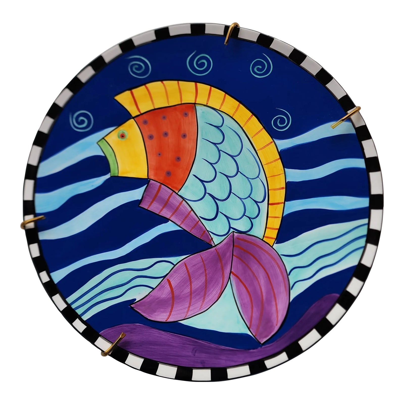 Vintage 1998 Large Laurel Burch Fish Plate/Platter | Chairish