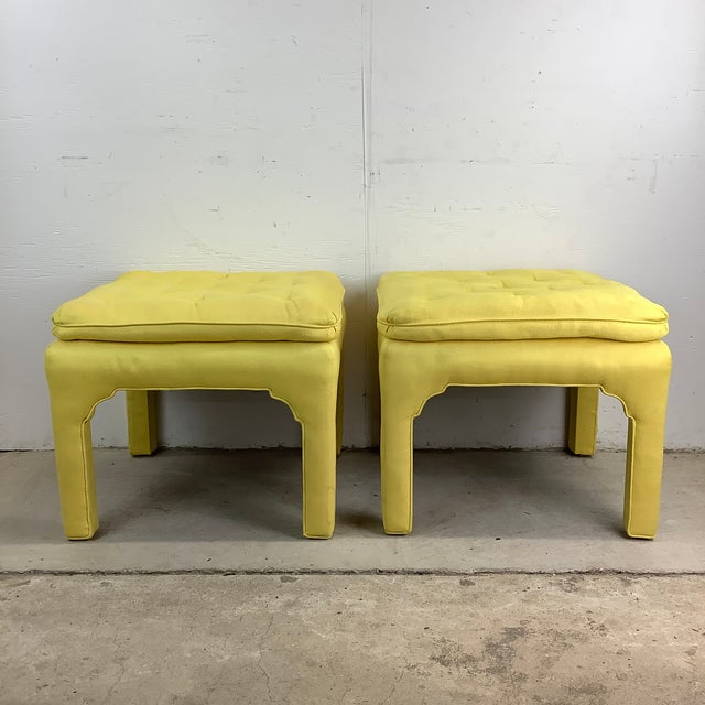 Pair Vintage Pillow Top Parsons Stools- | Chairish