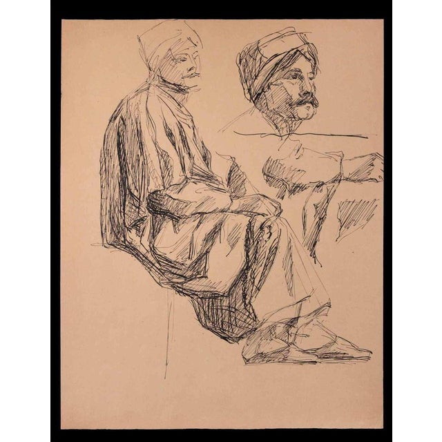 Unknown, Arab Man, Original Pen Drawing, Mid-20th Century | Chairish