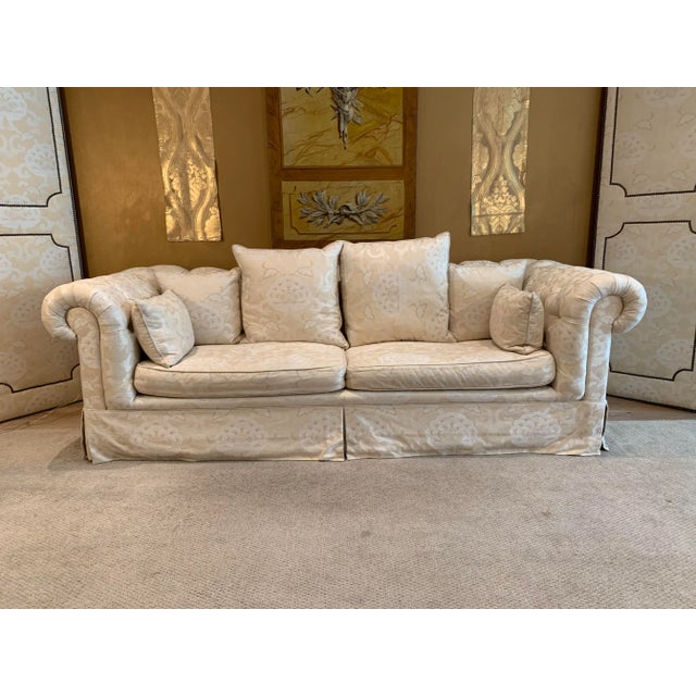 1990s Rolled Arm 8 Foot Tufted Sofa | Chairish