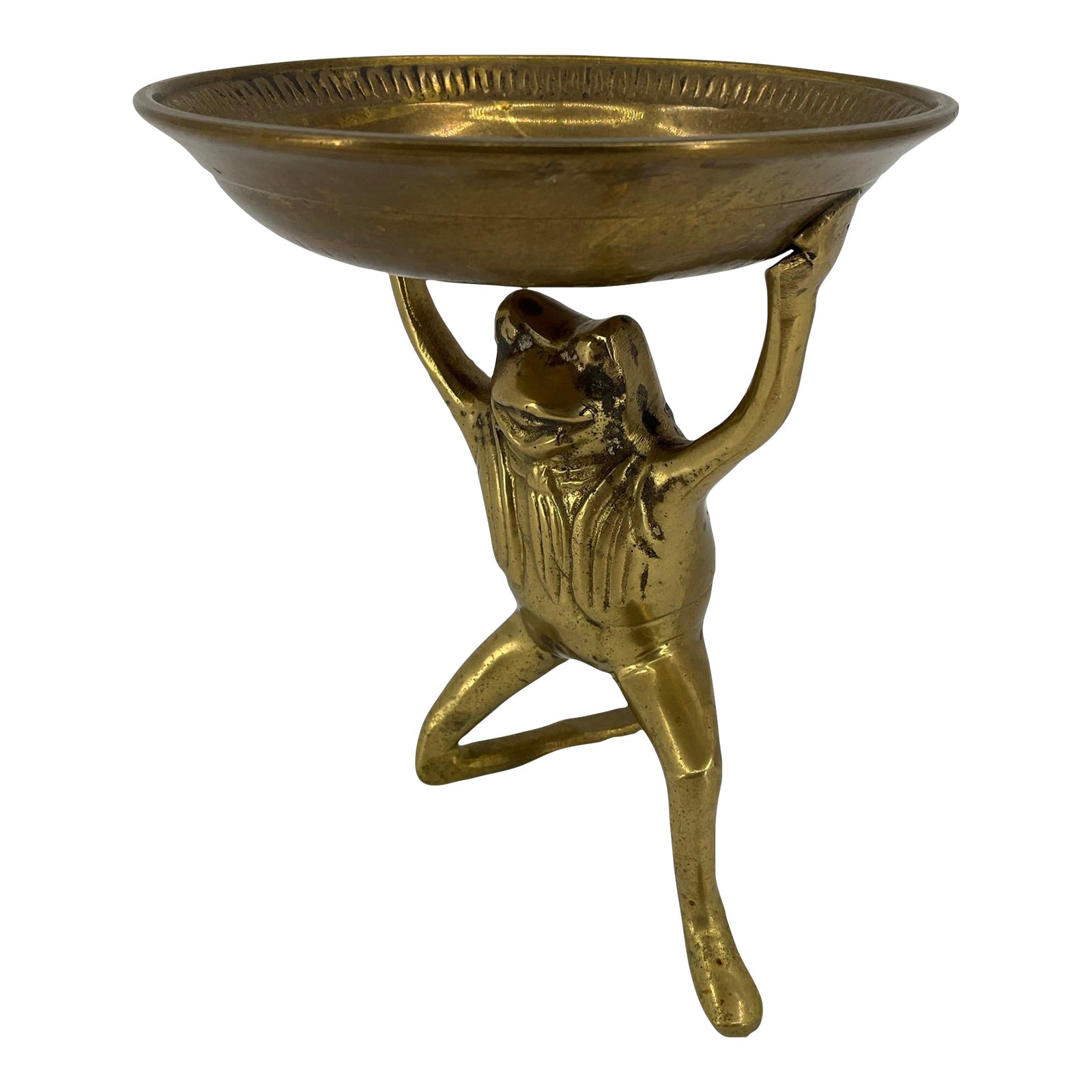 Vintage Bronze Frog Butler Business Card Holder Trinket Soap Dish ...