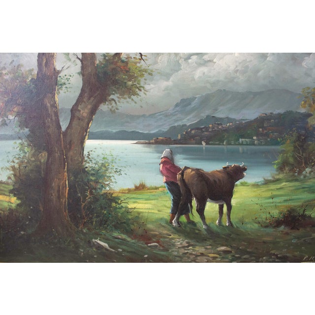 P. Raucci Original Signed European Landscape Oil Painting | Chairish