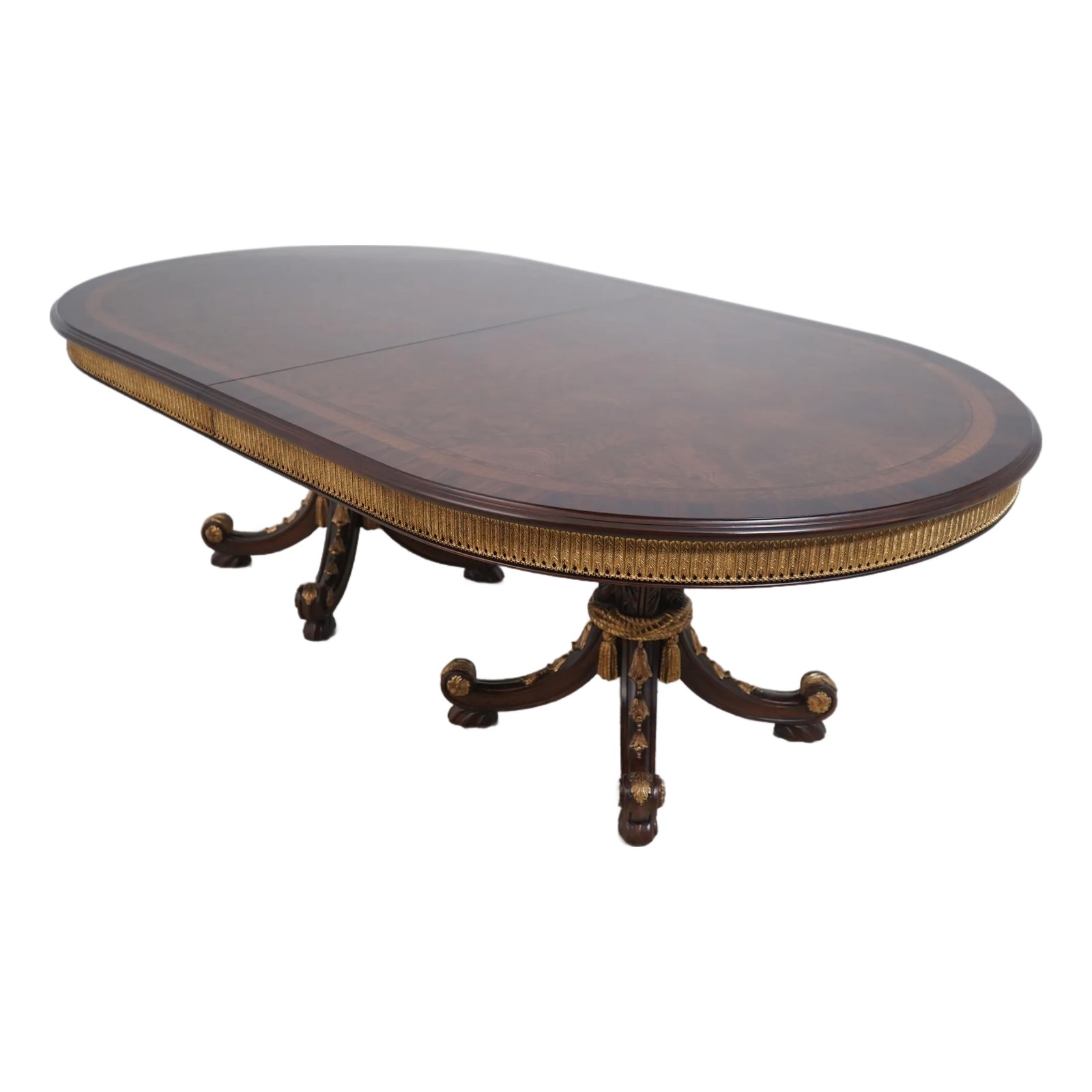 Ej Victor French Louis XVI Double Pedestal Inlaid Dining Table | Chairish