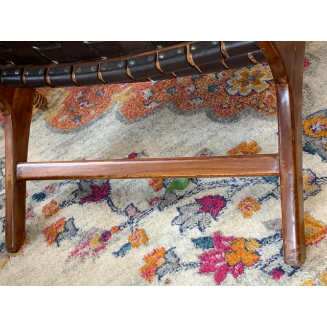 Mid-Century Modern Teak Scandinavian Woven Leather Strap Lounge Chairs ...