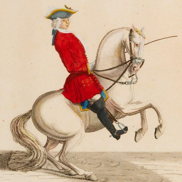 Baron Rais D'Eisenberg, Hand-Colored Equestrian Engraving C. 1747, "Le ...