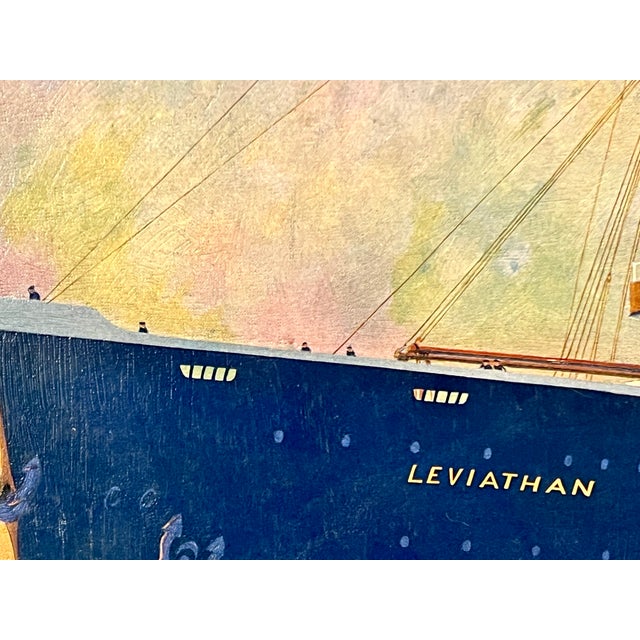 1920's Ocean Liner Leviathan Lithograph in Gilt Antique Frame | Chairish