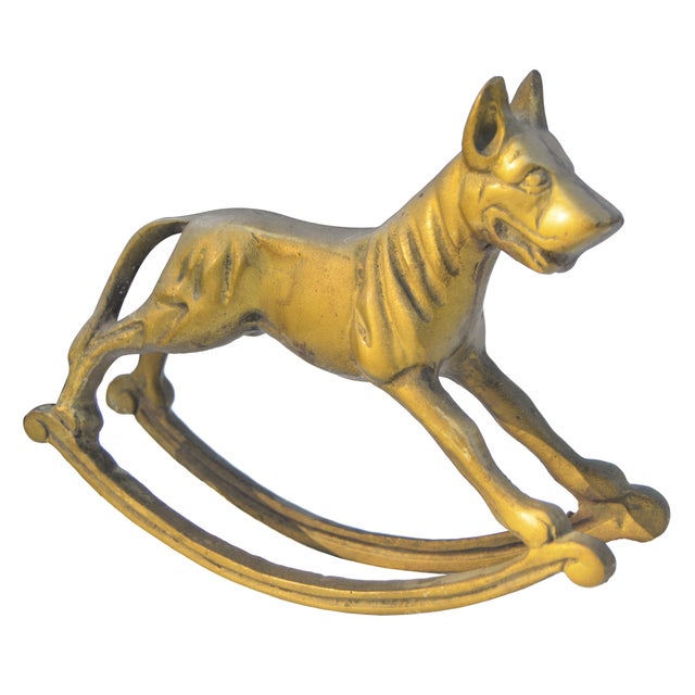 Midcentury Brass Rocking Dog | Chairish
